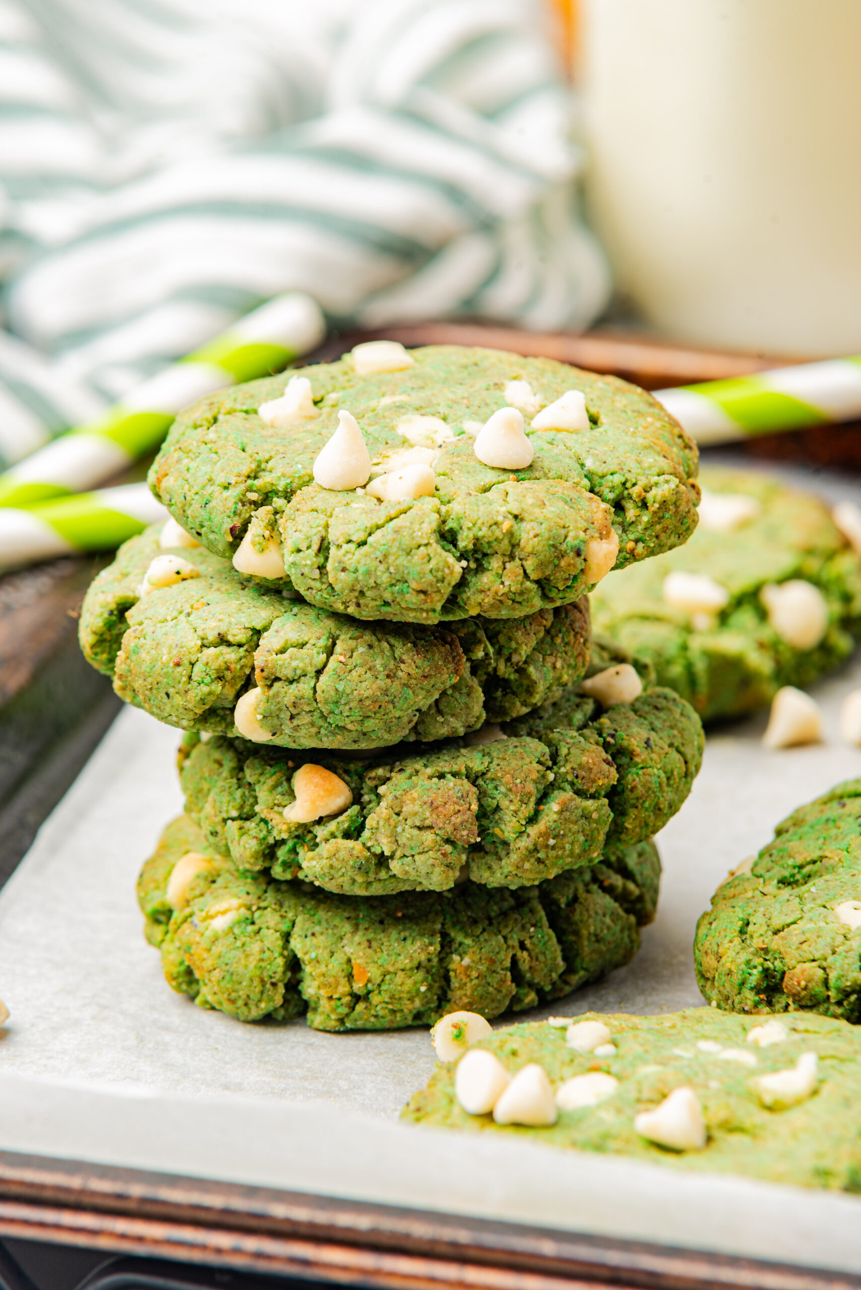 Matcha White Chocolate Chip Cookies With Brown Butter - Garnished With Joy